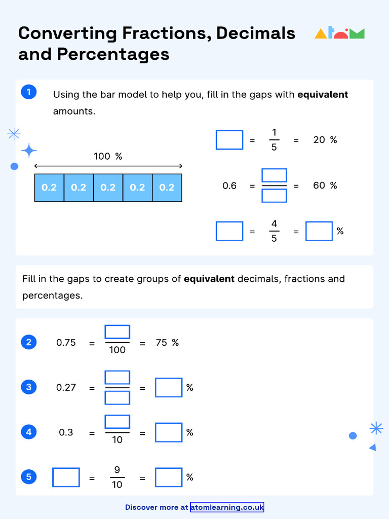 Converting Fractions, Decimals & Percentage | PDF