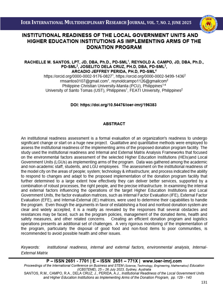 Assessing Institutional Readiness for Donation Programs | PDF ...