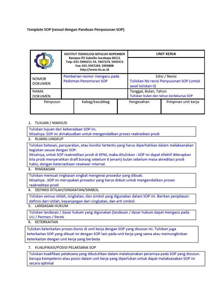 Template SOP untuk Proses Reakreditasi | PDF