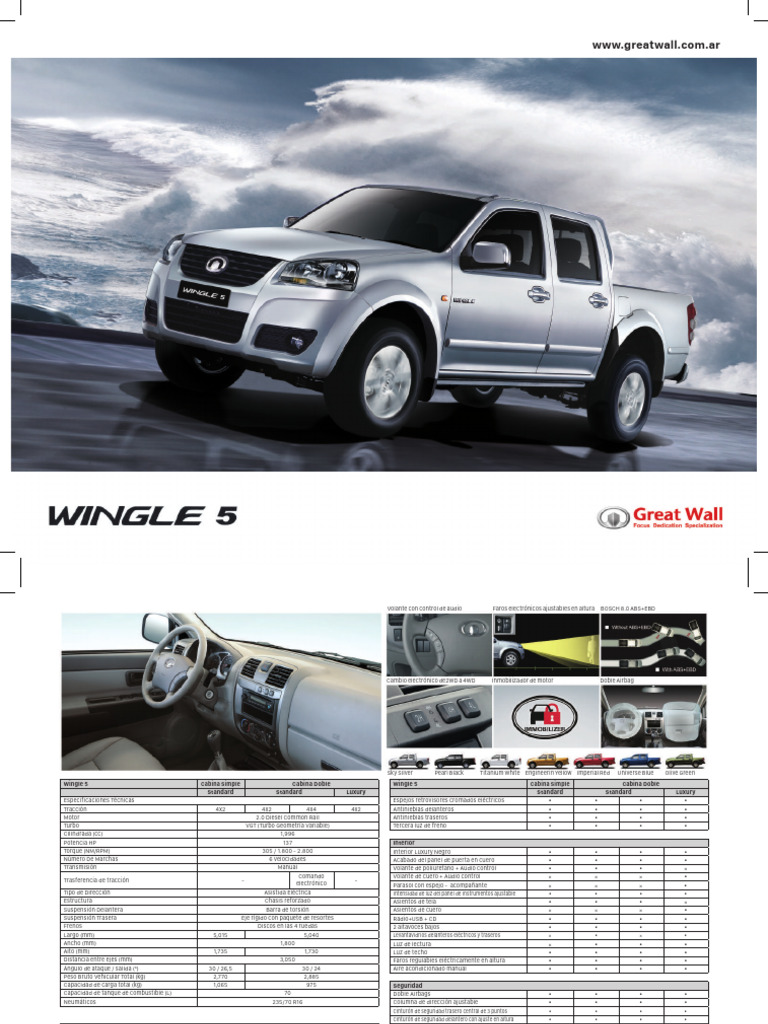 Pick Up Great Wall Wingle 5 Folleto 1 | PDF | Tracción en las cuatro ...