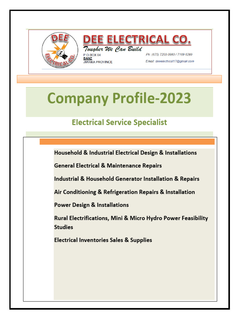 Dee Electrical Services Company Profile | PDF | Electrician ...