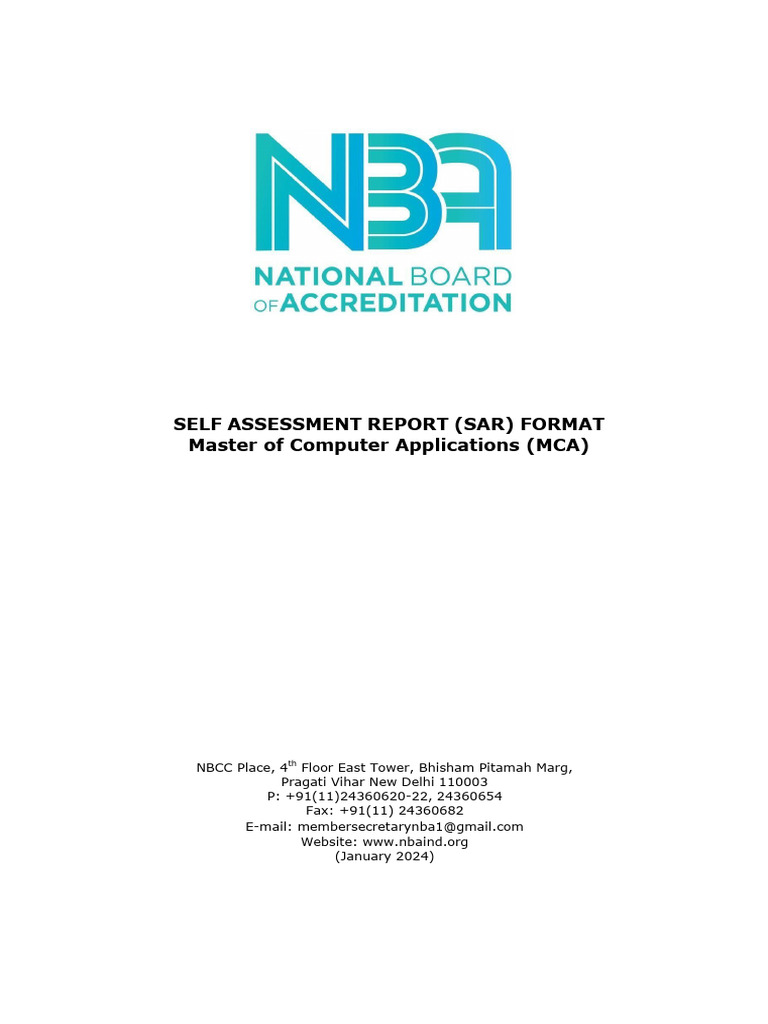 MCA Self-Assessment Report Format | PDF | Curriculum | Educational ...