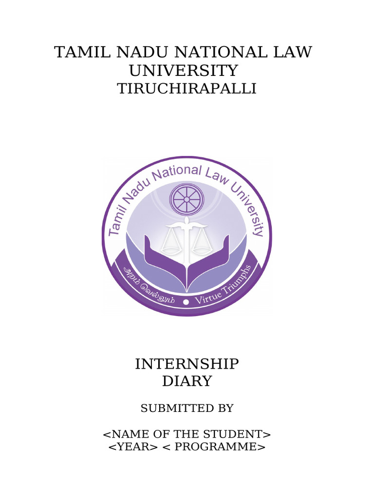 TNNLU Internship Diary Template | PDF | Tamil Nadu | Legal Organizations