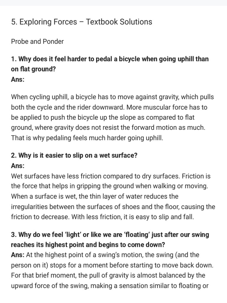 Print_5. Exploring Forces – Textbook Solutions (1) | PDF | Force | Weight