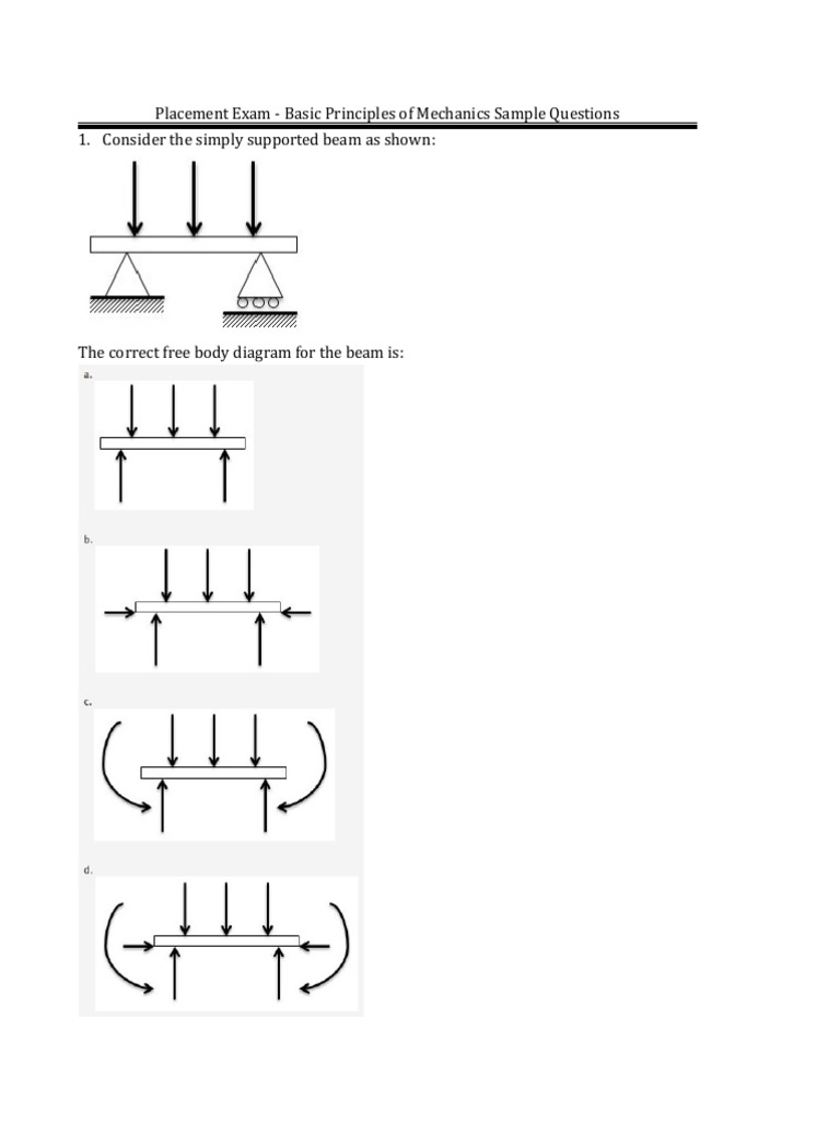 Mechanics Sample Questions and Answers | PDF | Bending | Beam (Structure)