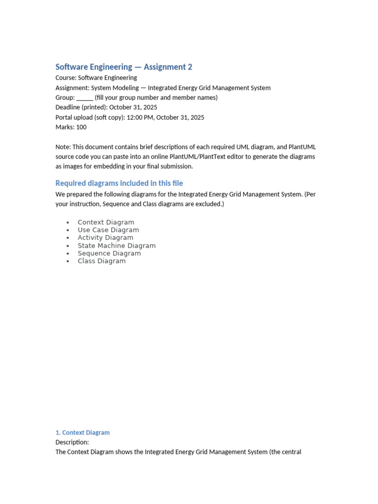 SE Assignment Group2 | PDF | Use Case | Electrical Grid