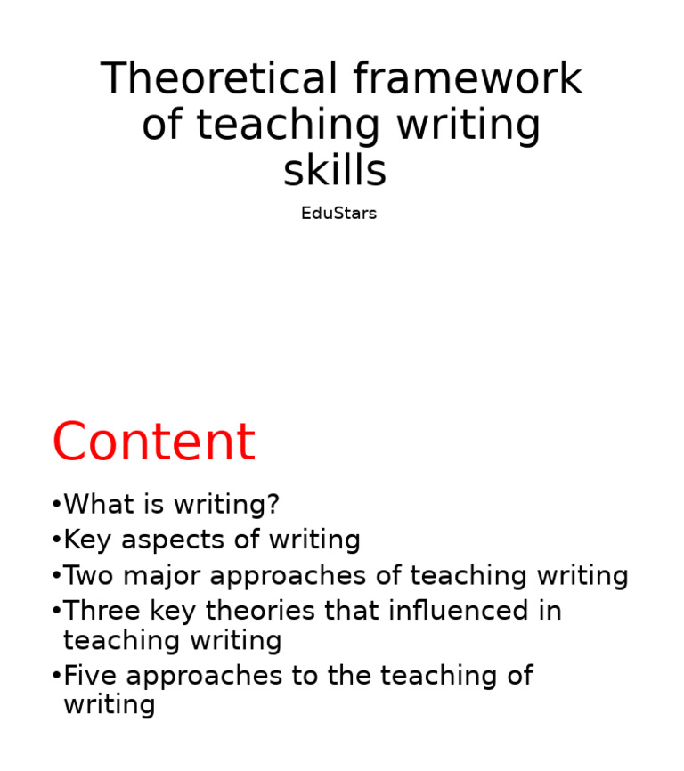 Theoretical Framework of Teaching Writing Skills, Content | PDF