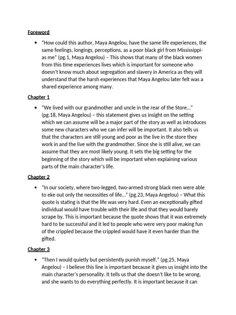 I Know Why The Caged Bird Sings-Annotations-Arun Chandar | PDF | Maya ...