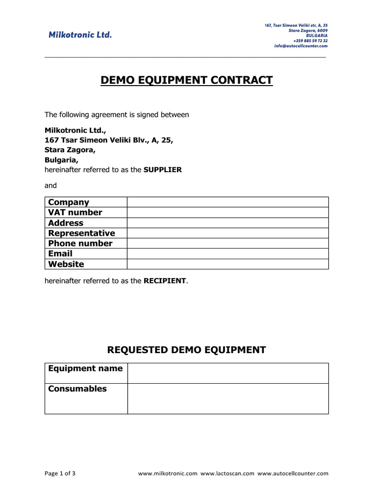 Demo Equipment Contract | PDF | Private Law