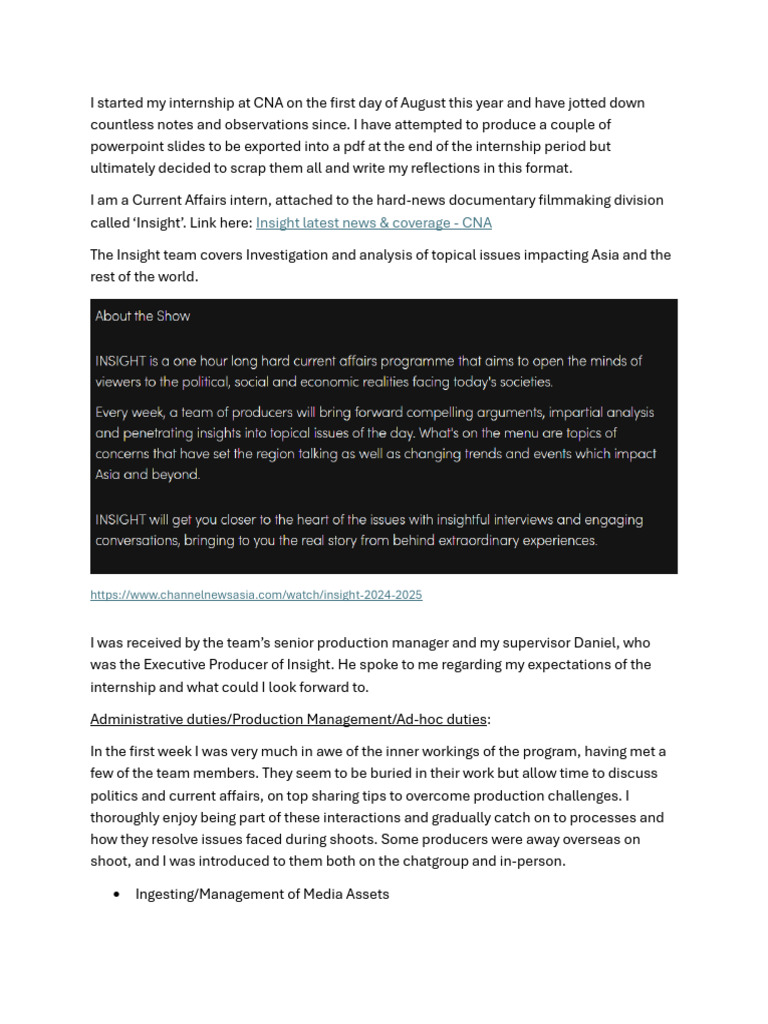 Internship Reflections | PDF