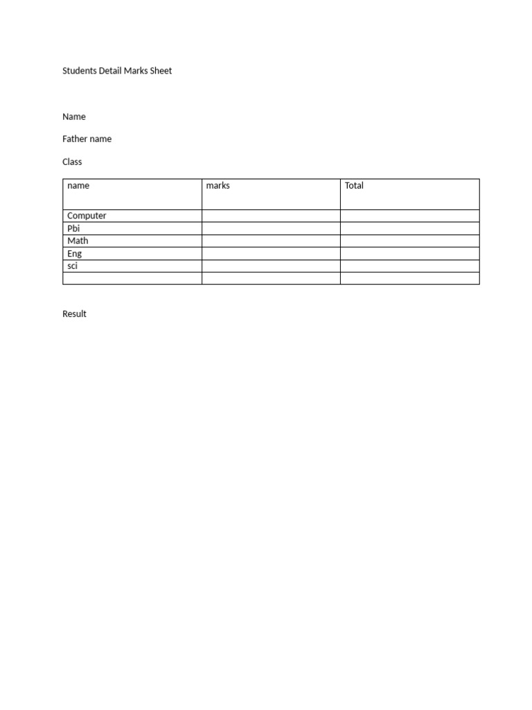 Students Detail Marks Sheet | PDF