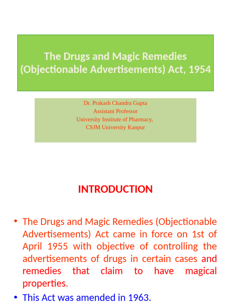 The Drugs and Magic Remedies Objectionable Advertisements | PDF | Drugs ...