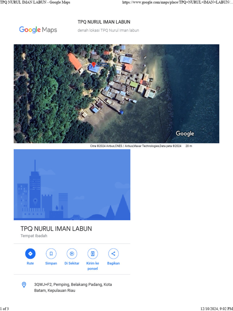 Denah Tpq Nurul Iman Labun - Google Maps | PDF