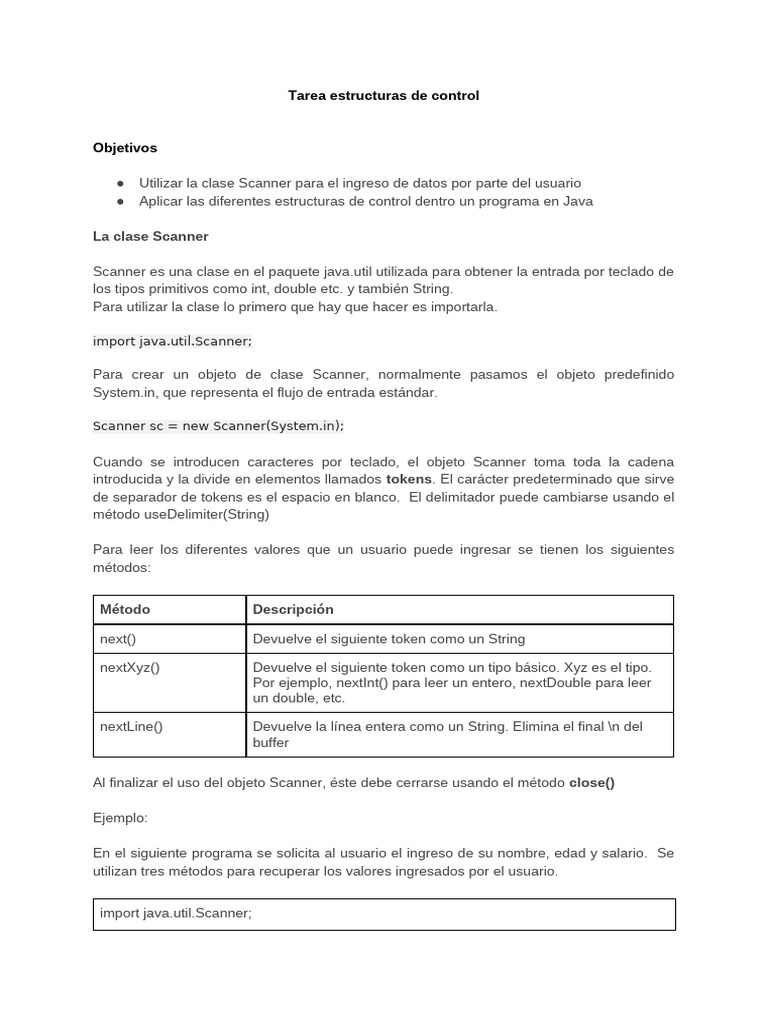 Tarea Estructuras de Control | PDF | Java (lenguaje de programación ...