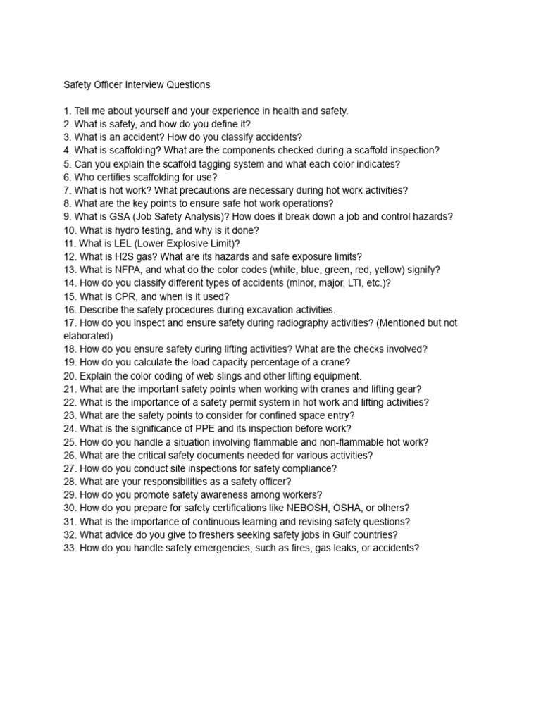 Hse Interview Questions 1 | PDF