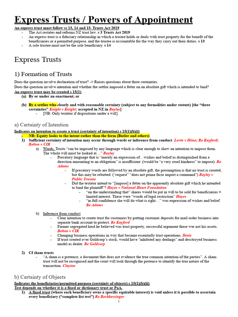 Express Trusts and Powers of Appointment | PDF | Natural Resources Law ...