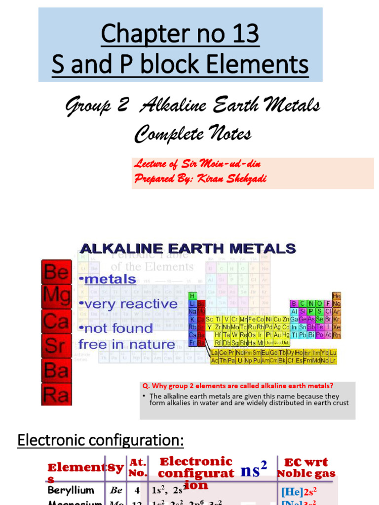 Group 2 Alkaline Earth Metals Handouts | PDF | Hydroxide | Salt (Chemistry)