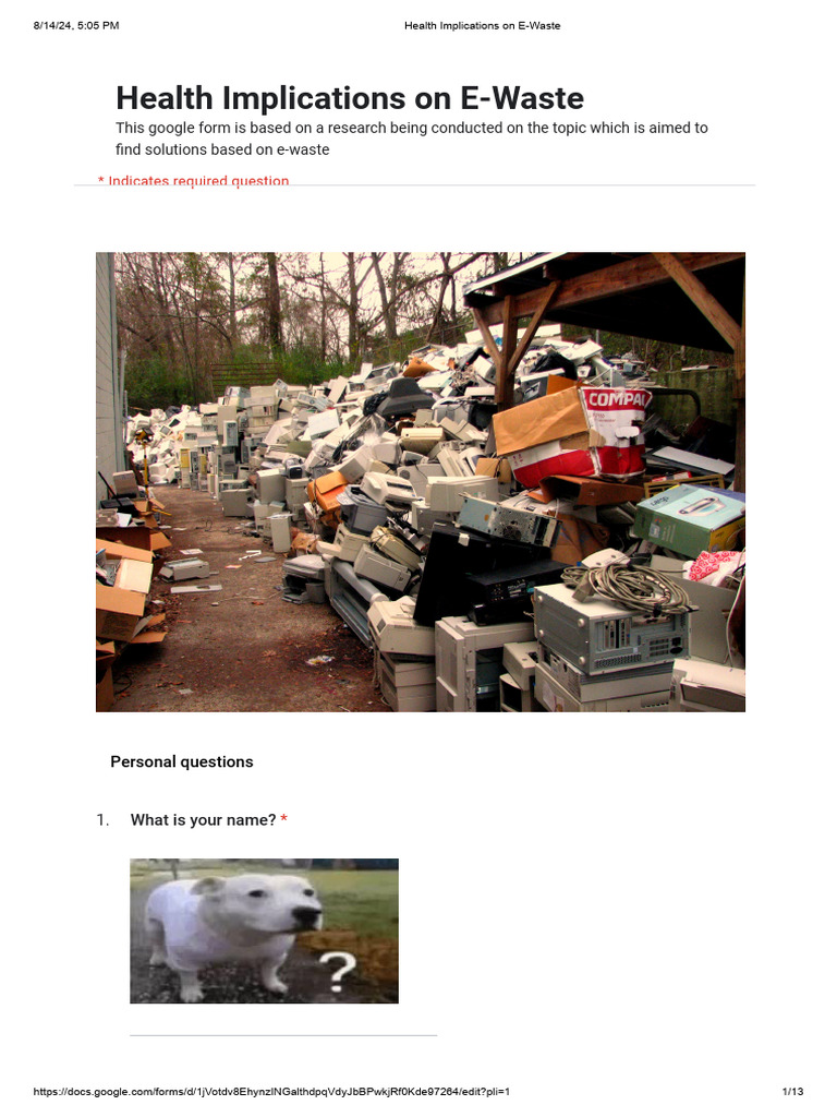 CAT Questionnaire Original - Google Forms | PDF | Electronic Waste ...