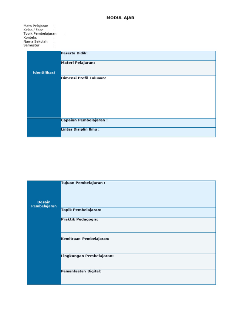 Format Modul Ajar Atau RPP Pembelajaran Mendalam | PDF