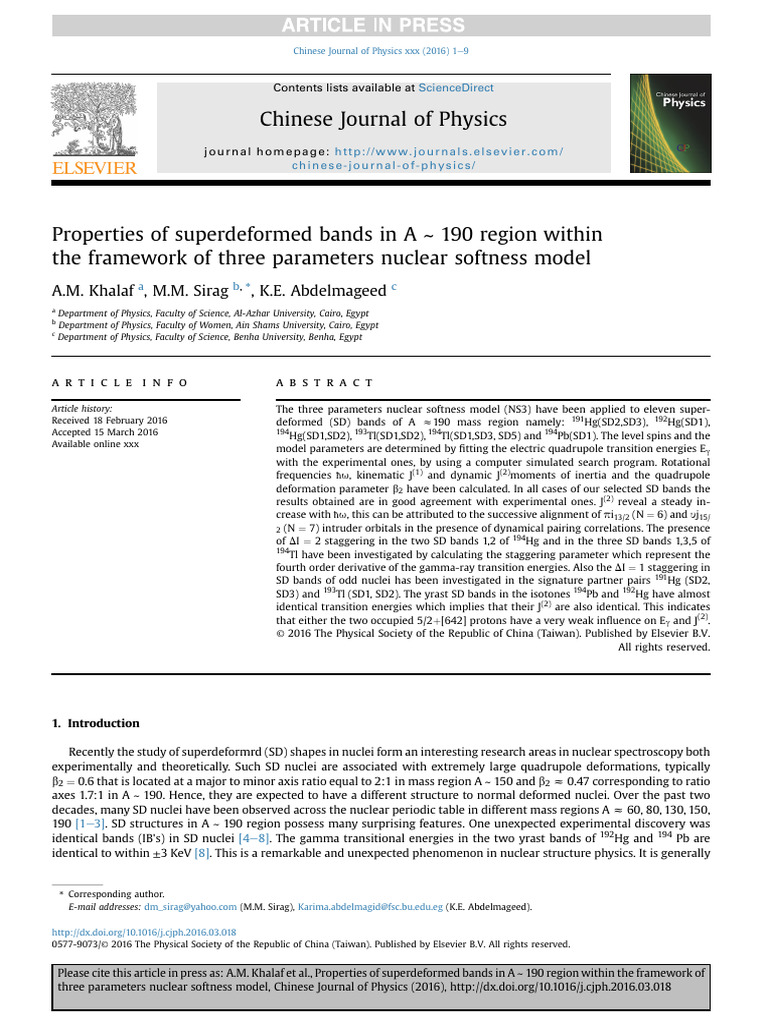 Properties of Superdeformed Bands in A 190 Region Within The Framework ...