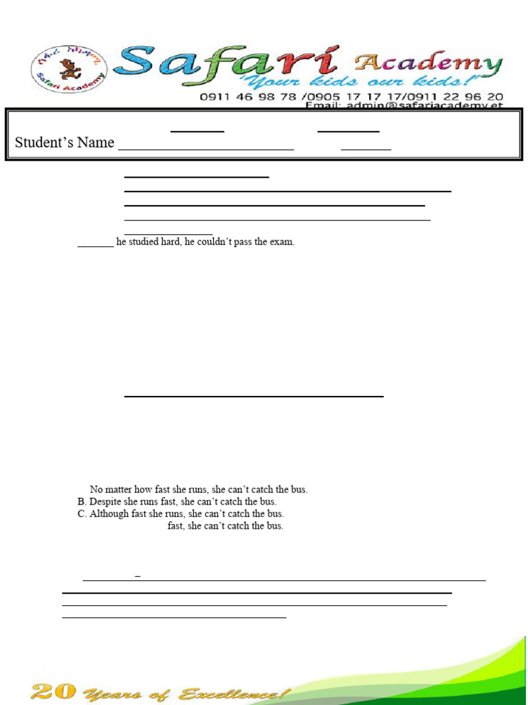Grade 12 English Grammar Worksheet | PDF | Subject (Grammar) | Syntax