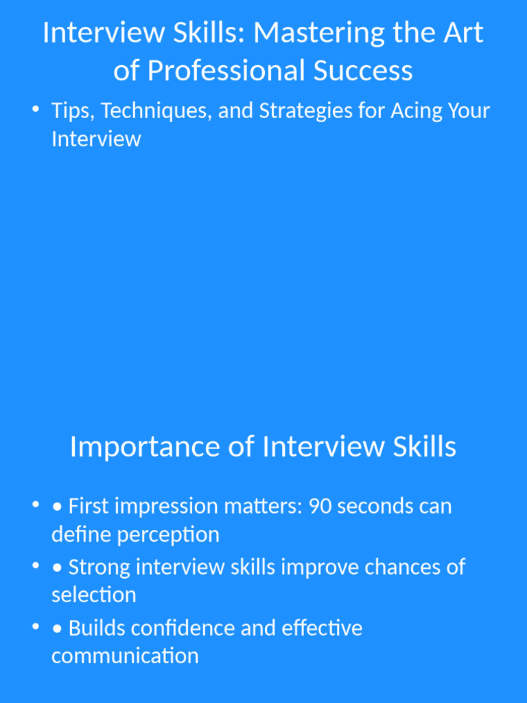 Interview Skills Presentation | PDF