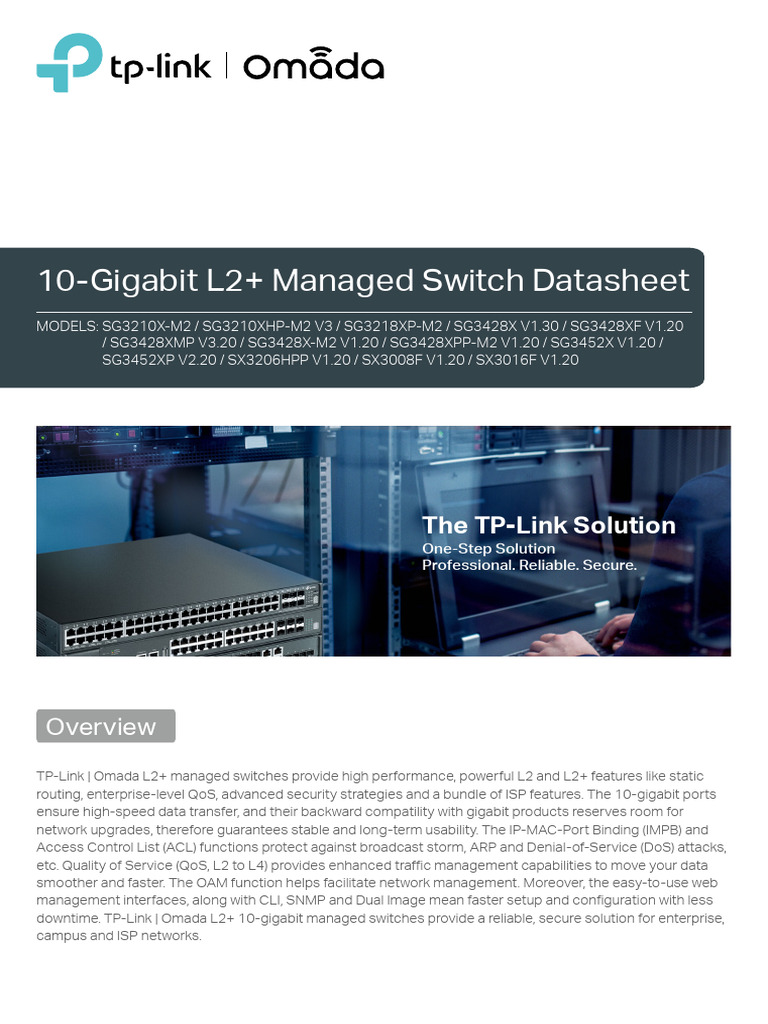 Omada 10-Gigabit L2+ Managed Switch | PDF | I Pv6 | Computer Network