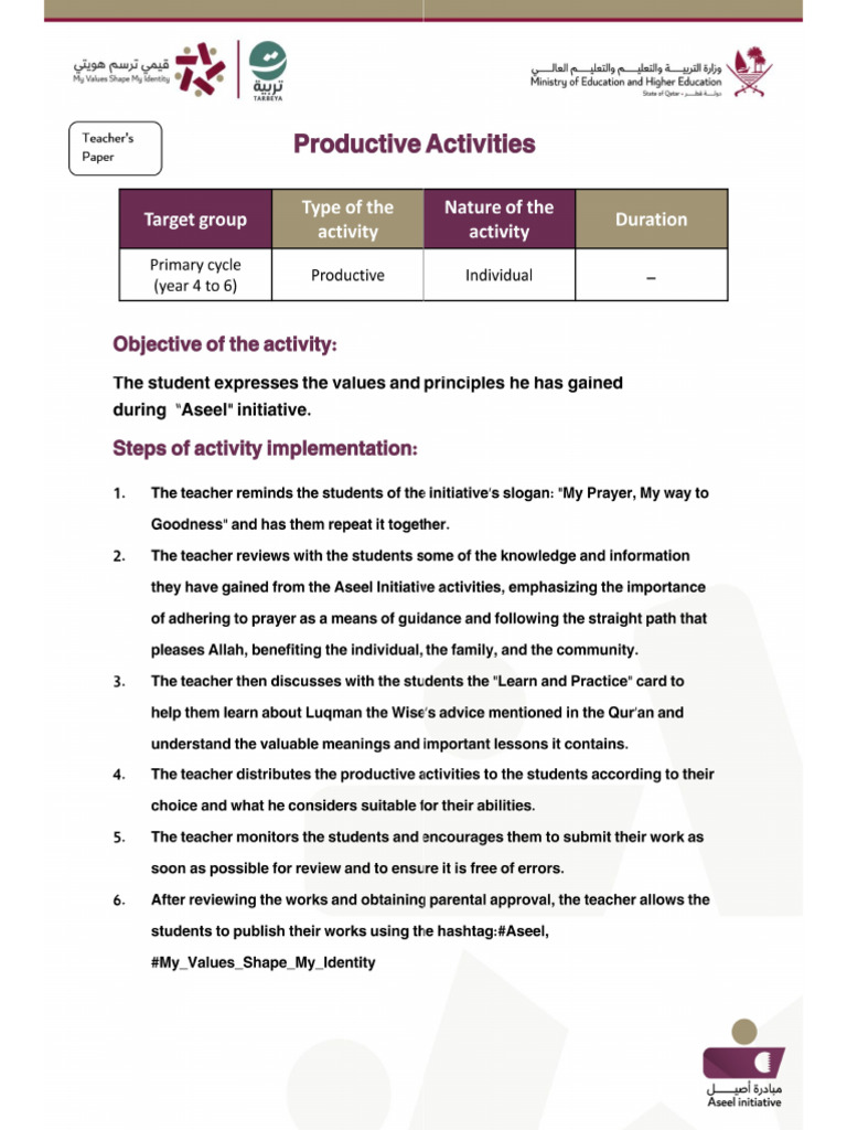 Productive Activities | PDF