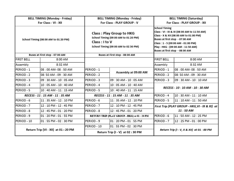 Bell & School Timing From 3rd Nov | PDF