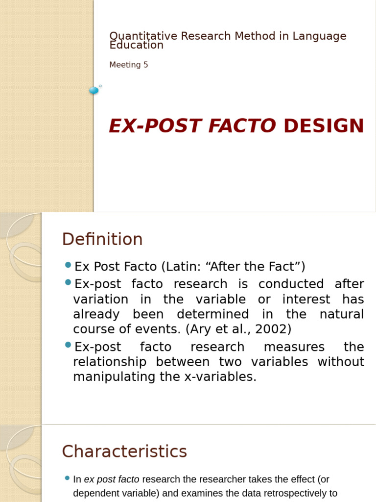 Ex Post Facto Design in Education Research | PDF | Causality | Experiment