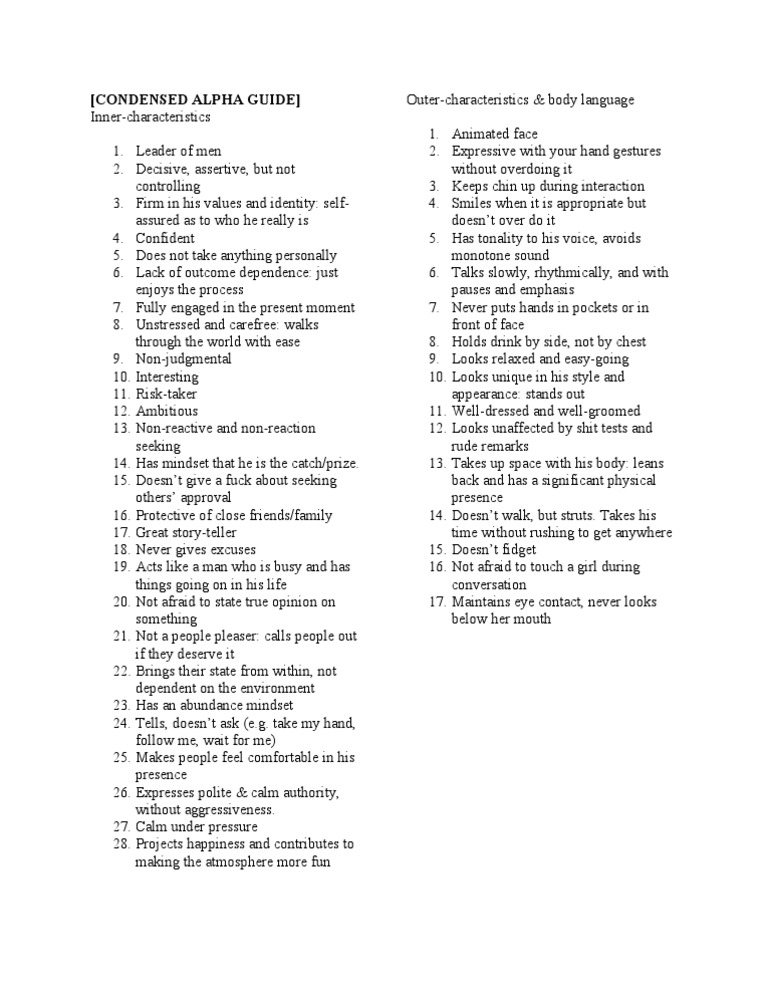 Alpha Traits and Body Language Guide | PDF