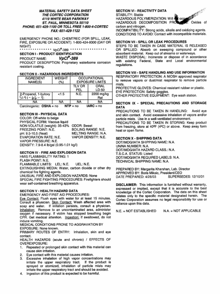 Cortec VPCI 389 | PDF