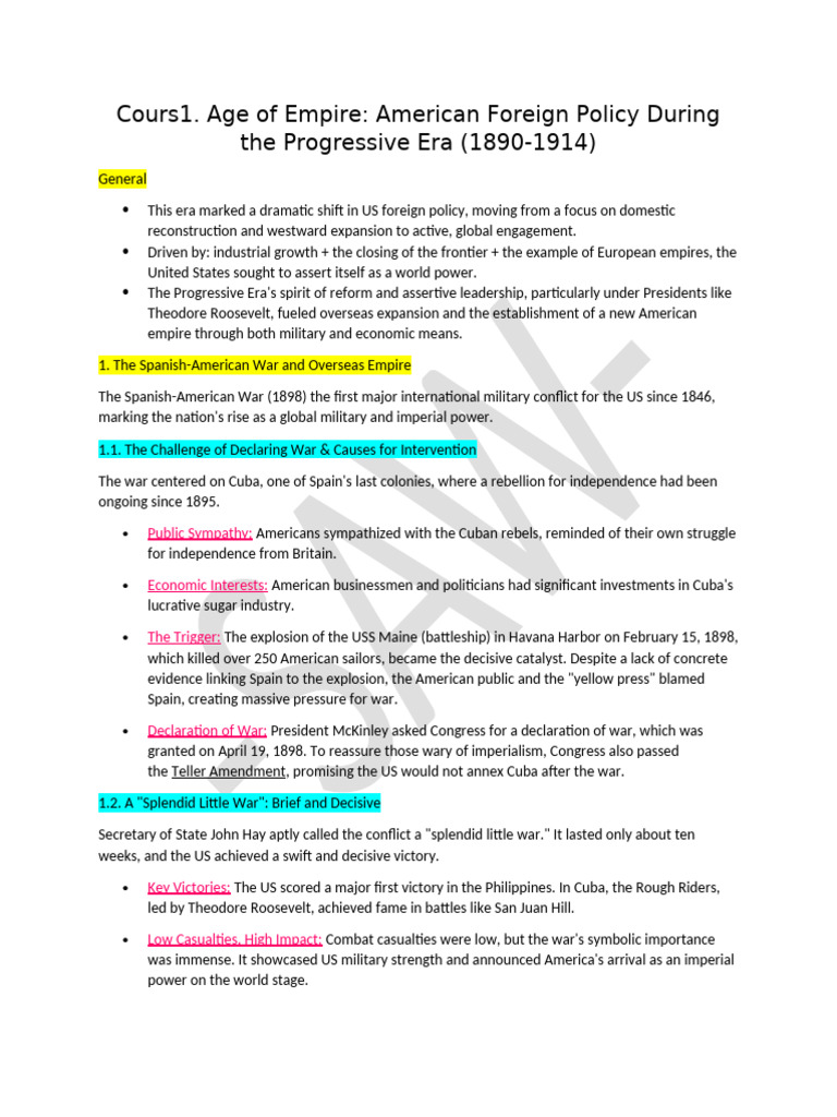US Foreign Policy in the Progressive Era | PDF | Theodore Roosevelt ...