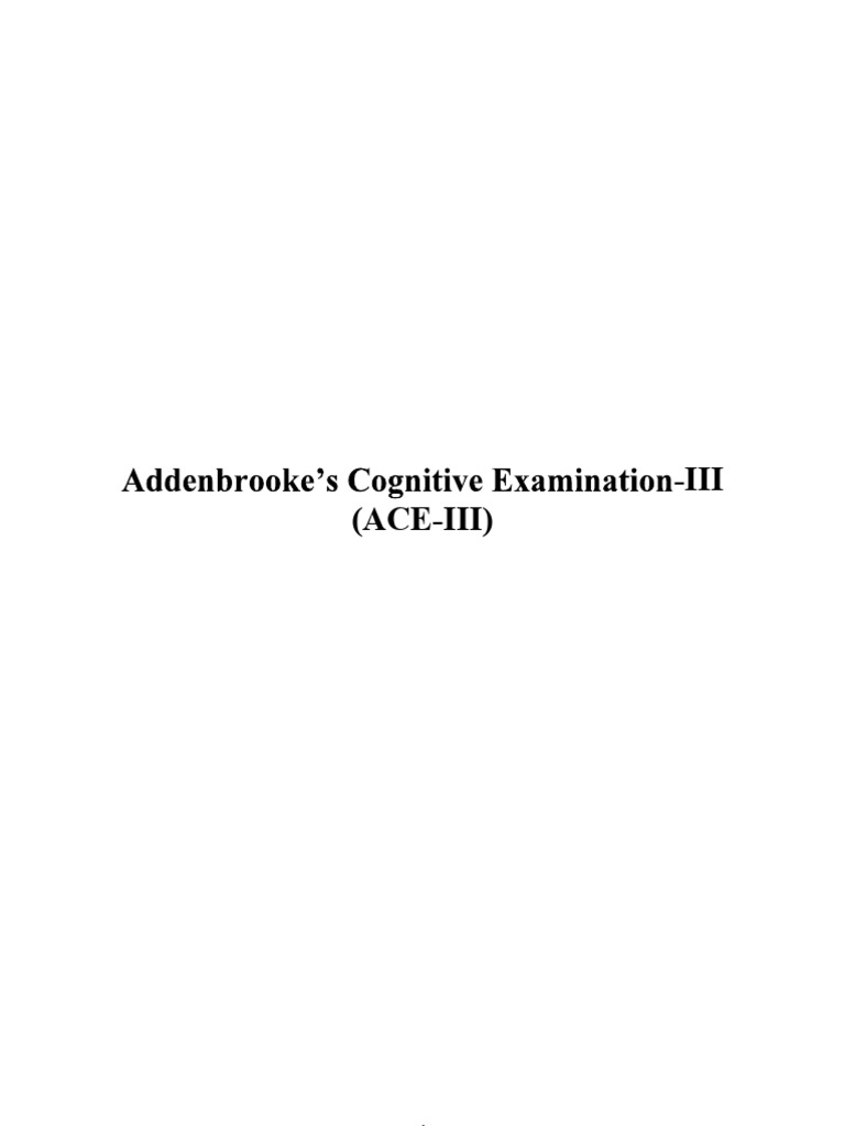 Manual ACE III | PDF | Cognition