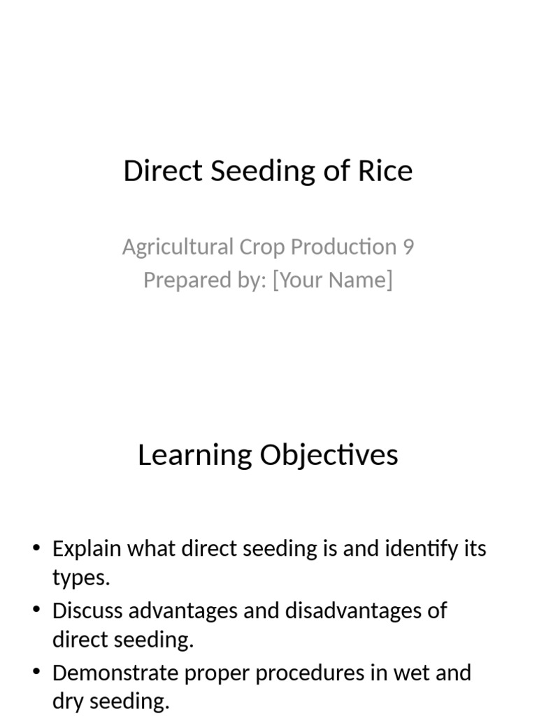 Direct Seeding Techniques for Rice | PDF