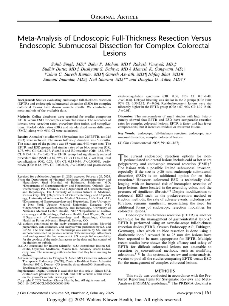 Meta Analysis of Endoscopic Full Thickness.9 | PDF | Colorectal Cancer ...