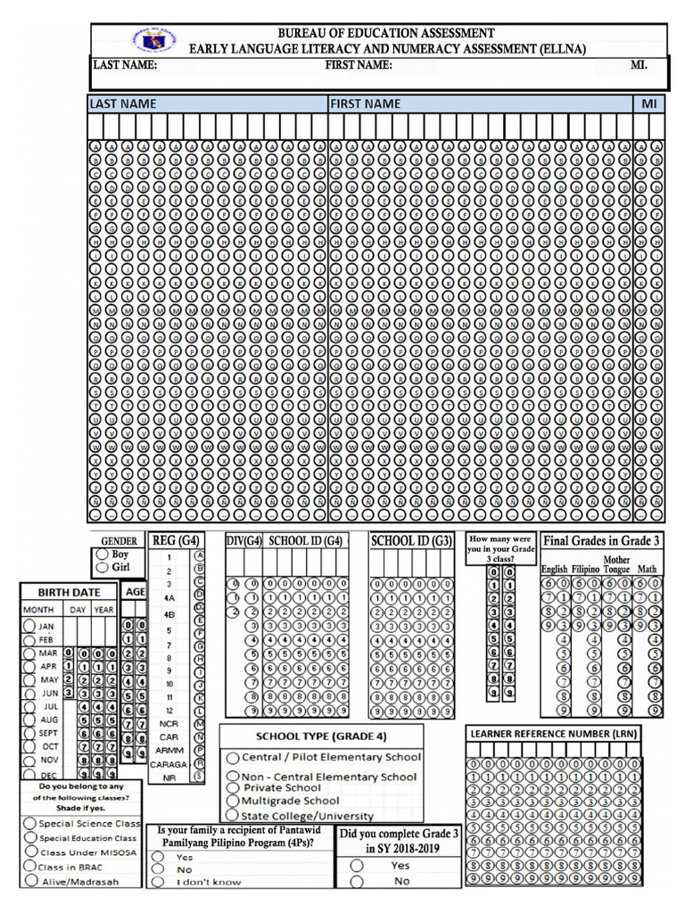 Ellna Answer Sheet | PDF
