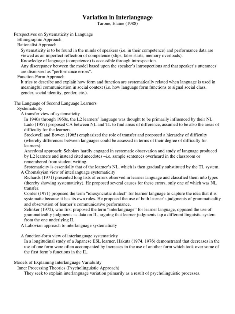 Interlanguage Variation Analysis | PDF | Attention | Linguistics