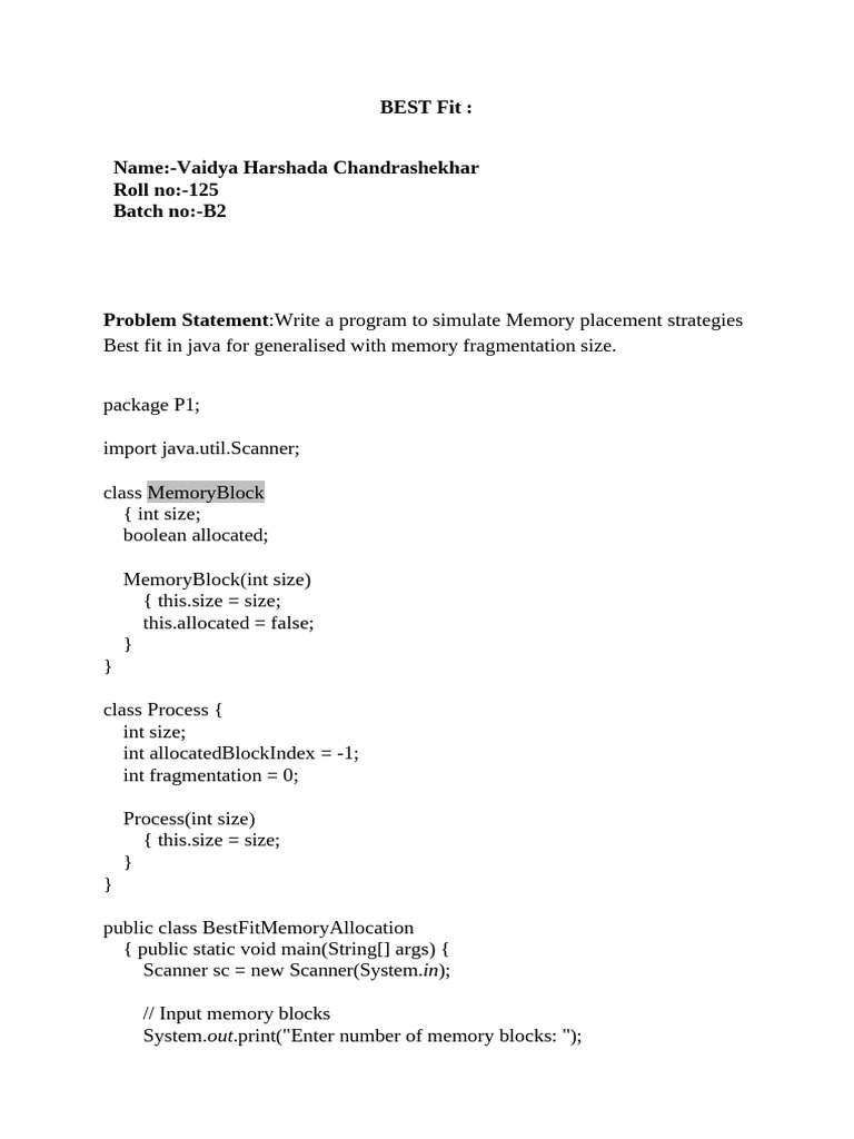 best_fit.am110 harshada | PDF | Object Oriented Programming | Computer Programming