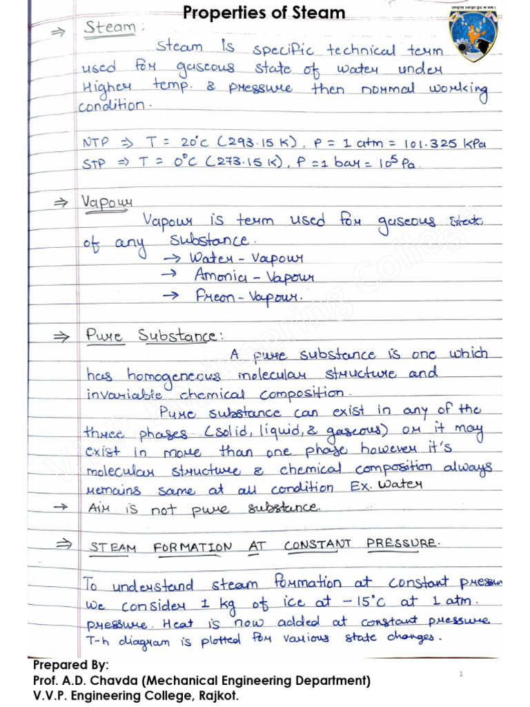 Properties of Steam | PDF
