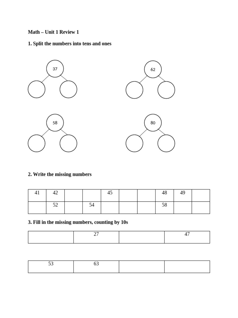 Math - Unit 1 - Review 1 | PDF