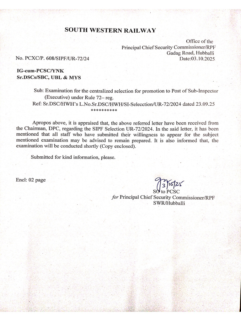Examination Regarding SIPF-UR 72-2024 | PDF