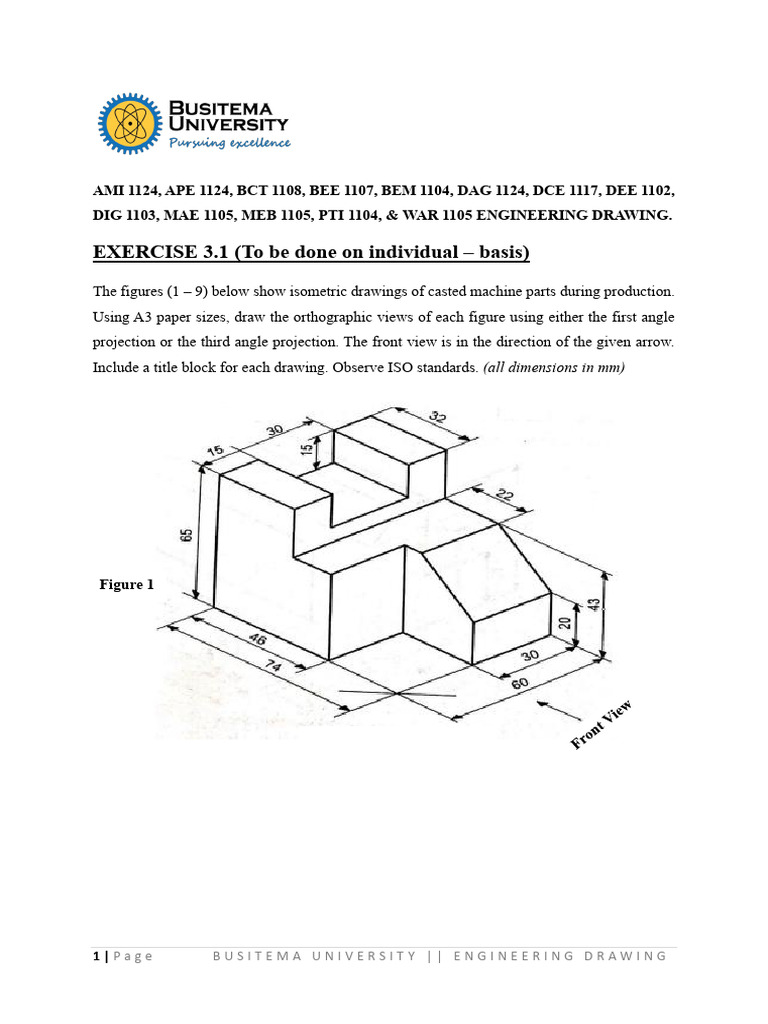 Engineering Drawing Exercise - 3.1 | PDF