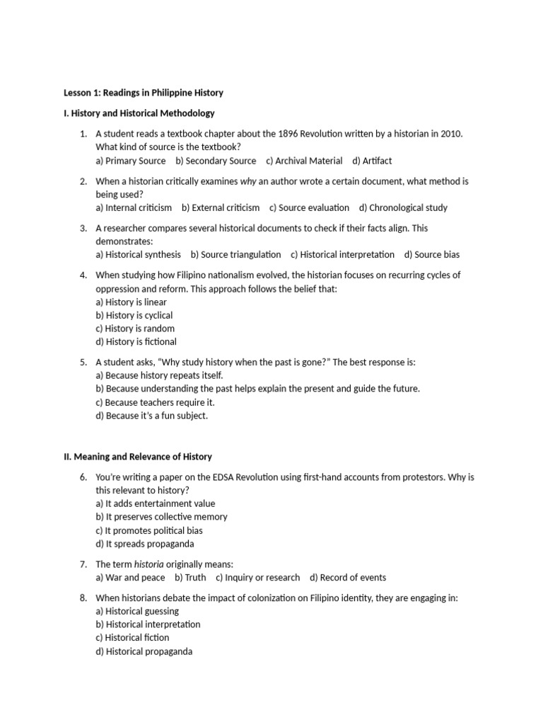 RPH Midterms | PDF | Primary Sources | Historian