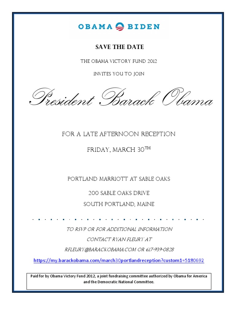 POTUS Reception Invitation | PDF | Barack Obama | Democratic National ...