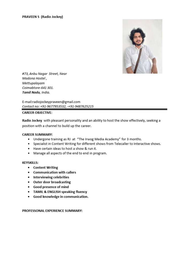 RJ Praveen John Resume | PDF