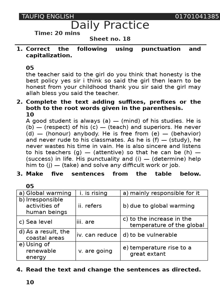 Daily Practice Sheet - 18 - Mix - 2nd Paper | PDF | Linguistics