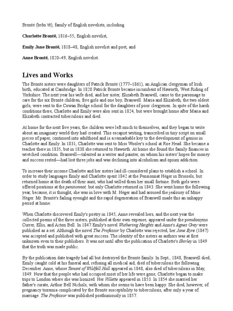 Brontë | PDF | Charlotte Brontë | Brontë Family