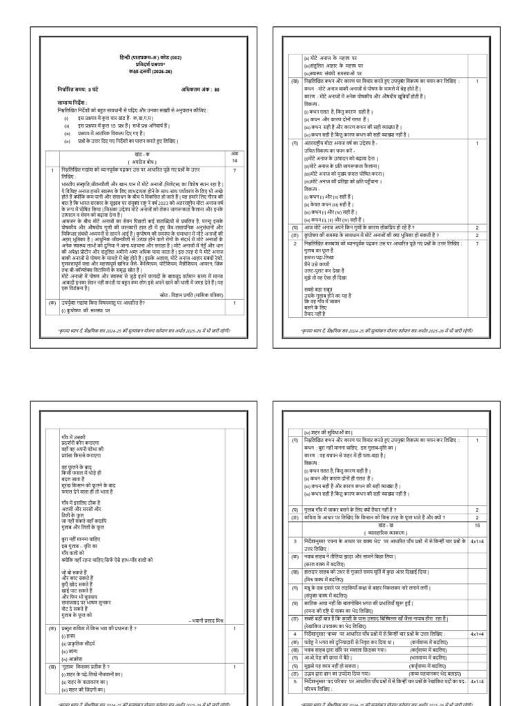 HindiCourseA SQP | PDF