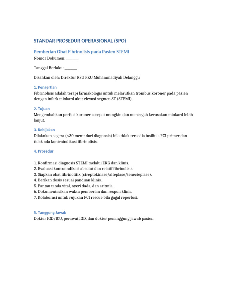 SPO Fibrinolisis STEMI | PDF